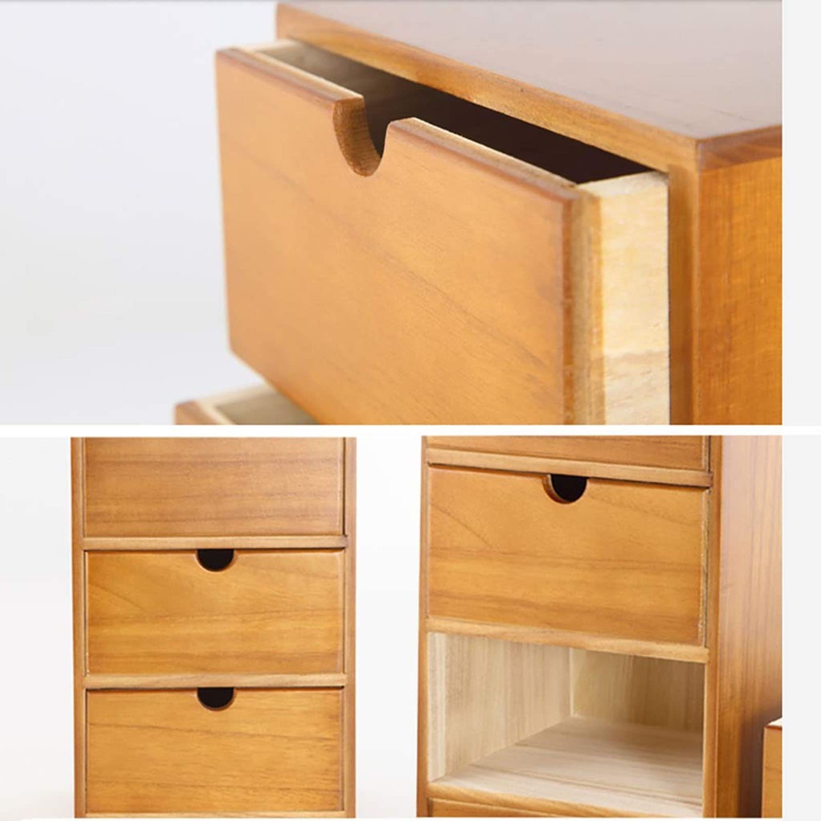 BIZOLE Desktop File Cabinet, Multilayer Wood Desktop Organizer Storage Box with Drawers for Monitor Stand/Printer Platform (Size : 4 Layer)