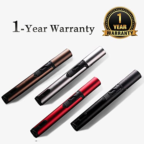Urgrette 4 Pack Butane Torch Lighters, 6-inch Refillable Pen Lighter Adjustable Jet Flame Butane Lighter for Grill BBQ Camping (Gas Not Included)