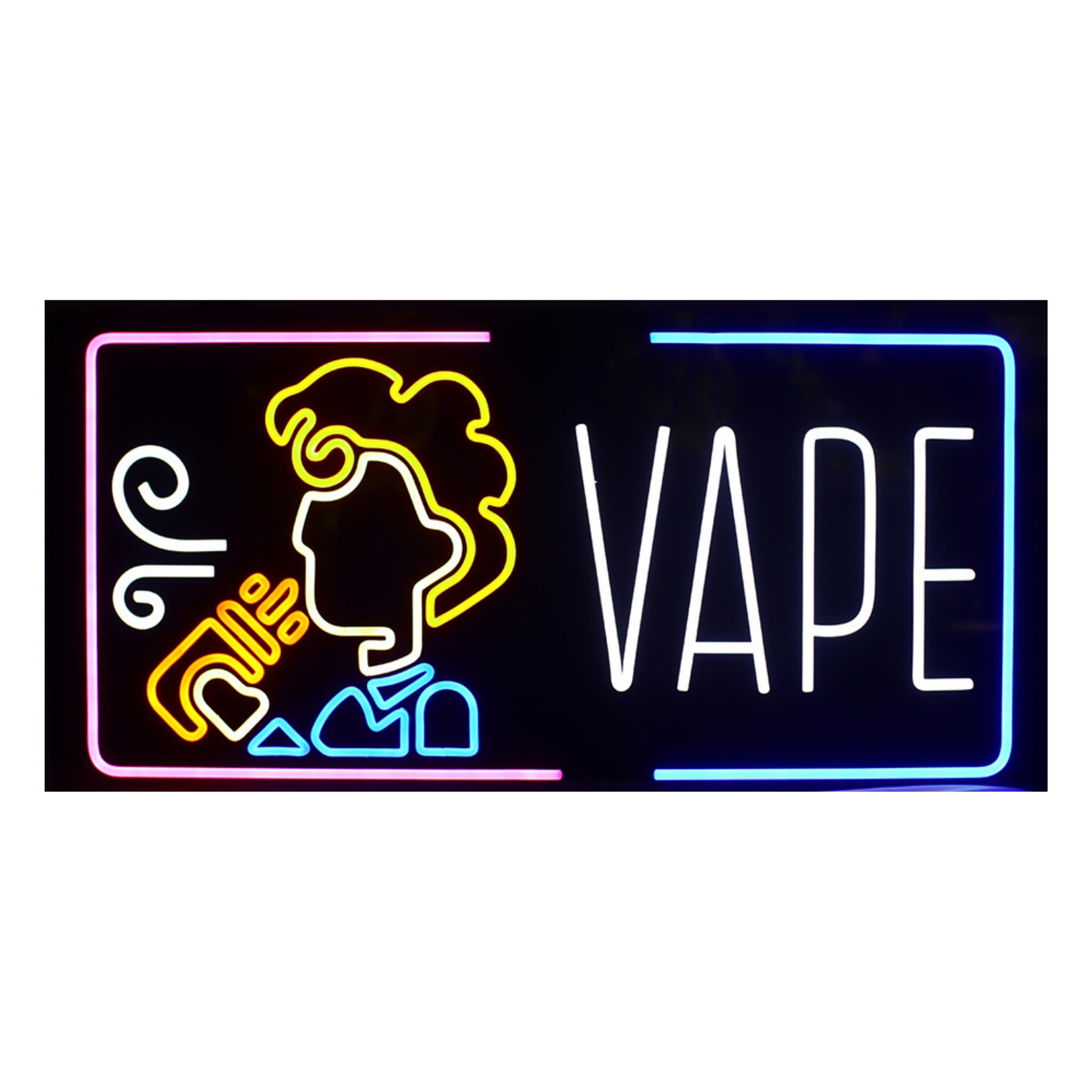 'Vape' LED Sign with Icon by SMOKE SHOP LED - 50,000 Hour rated lifetime, bring in more customers! - Neon LED Vape Sign for Window/Wall - Large Bright for Smoke shops, Vape, Gas Station, and Personal