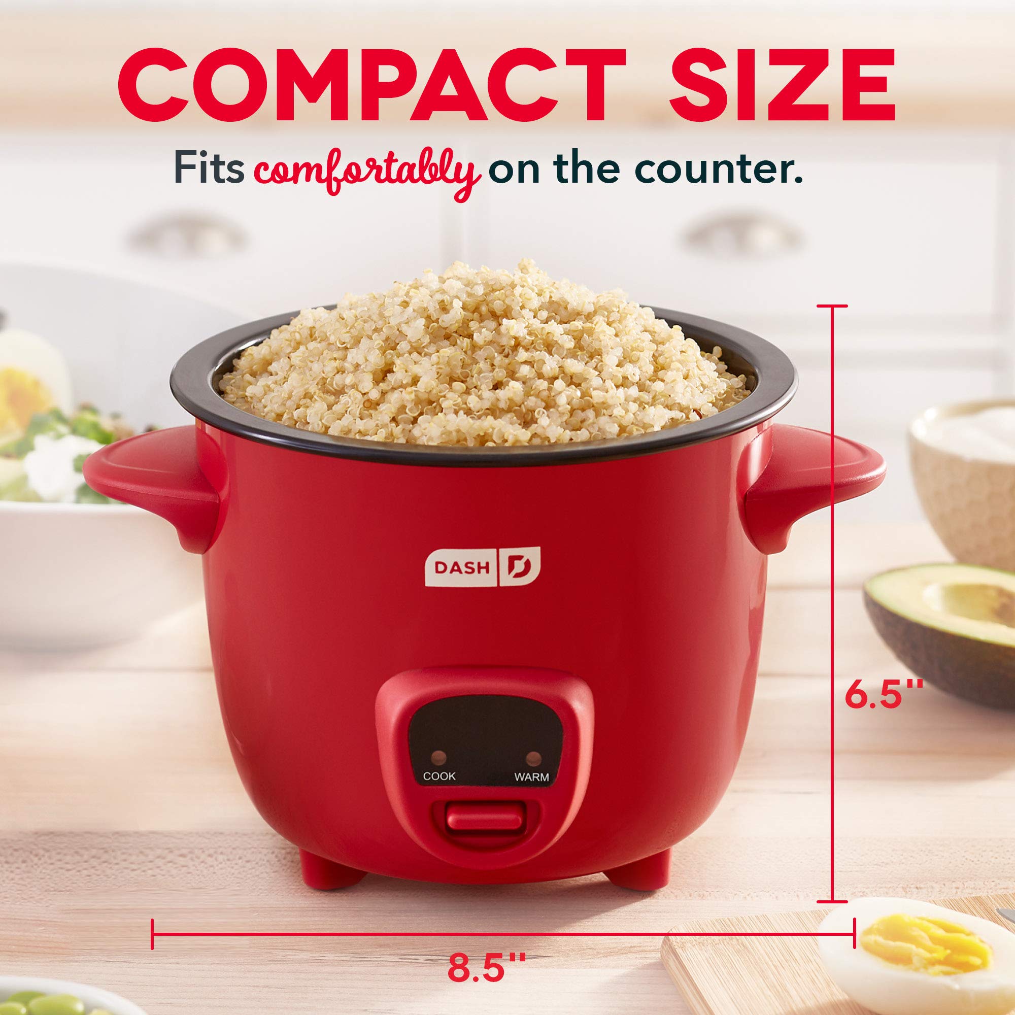 Dash DRCM200GBRD04 Mini Rice Cooker Steamer, Red & DMS001RD Mini Maker Electric Round Griddle for Individual Pancakes, Cookies, Eggs & other on the go Breakfast, Lunch & Snacks, Red
