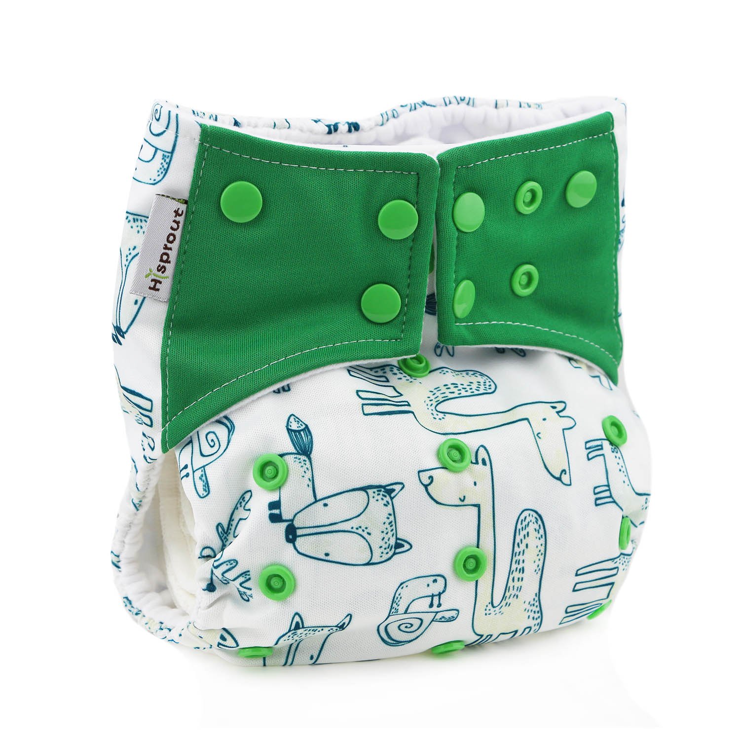 Hi Sprout One Size Adjustable Washable Reusable Pocket Cloth Diapers for Baby Girls and Boys,Animal Land