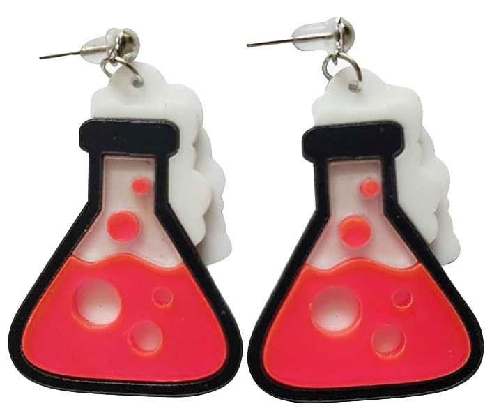 CutieJewelry Potion Bottle Science Lab Chemistry Jar Dangle Cute Earrings (Pink)