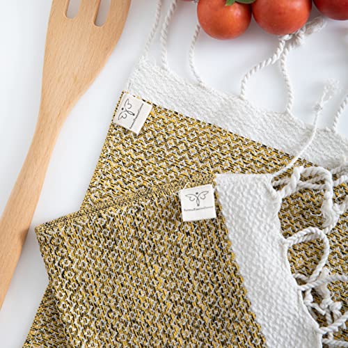 Smyrna Turkish Cotton Kitchen Dish Towels Pack of 6 | 100% Natural Cotton,12x12 Inches | Machine Washable Wash Cloths | Ultra Soft, Absorbent, Prewashed and Quick Dry Turkish Dish Towels (Yellow)