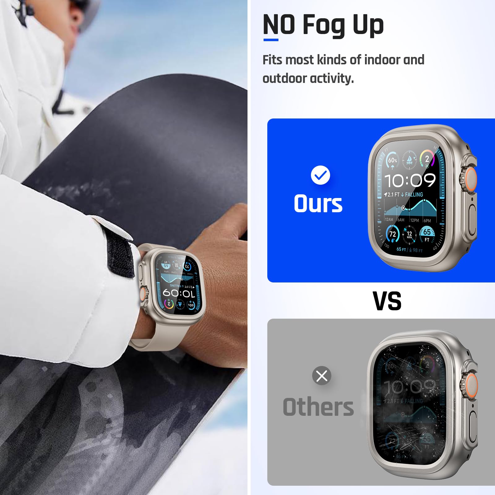 Goton Waterproof Screen Protector Case Compatible for Apple Watch Ultra 2/1 49mm, Hard Bumper with Tempered Glass for iWatch Cover 49 mm