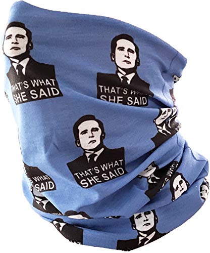 Balanced Co. Michael Scott Seamless Face Mask Bandanas for Dust, Outdoors, Festivals, Sports (TWSS (Blue))