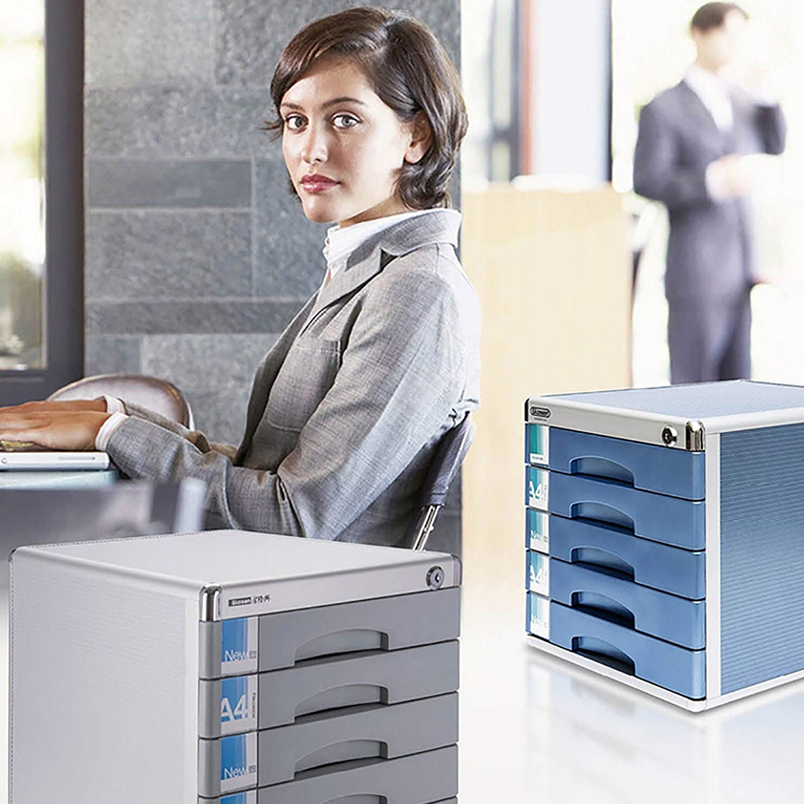 LEYT Desktop Drawer Organizer - 3/5/7 Tier Aluminum Alloy File Cabinet, Office Supplies, Increase Work Efficiency. (Size : 3 Layers)
