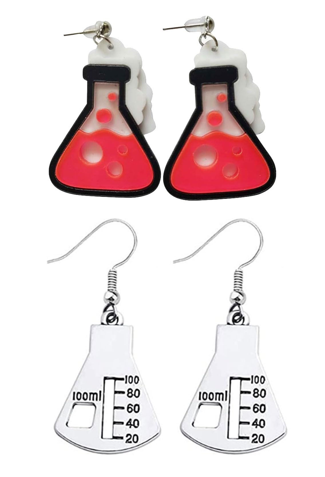 CutieJewelry Potion Bottle Science Lab Chemistry Jar Dangle Cute Earrings (Pink)