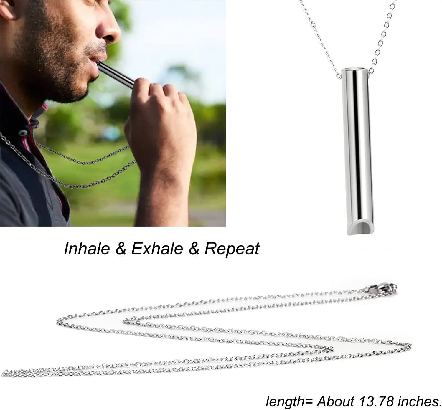NexMe Stress Anxiety Relief Mindful Breathing Necklace, Anxiety Relief Item Breathing Exercise Device Breathwork Tool for Meditation, Relaxation, Calming Down and Slowing Breath (Black)