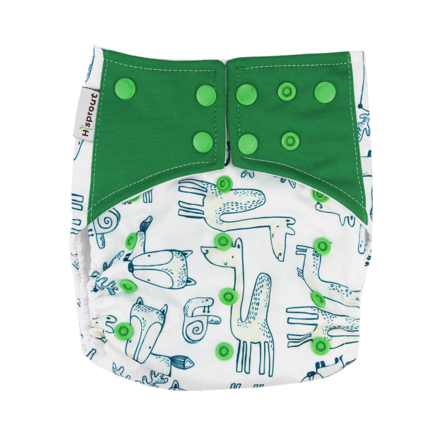 Hi Sprout One Size Adjustable Washable Reusable Pocket Cloth Diapers for Baby Girls and Boys,Animal Land