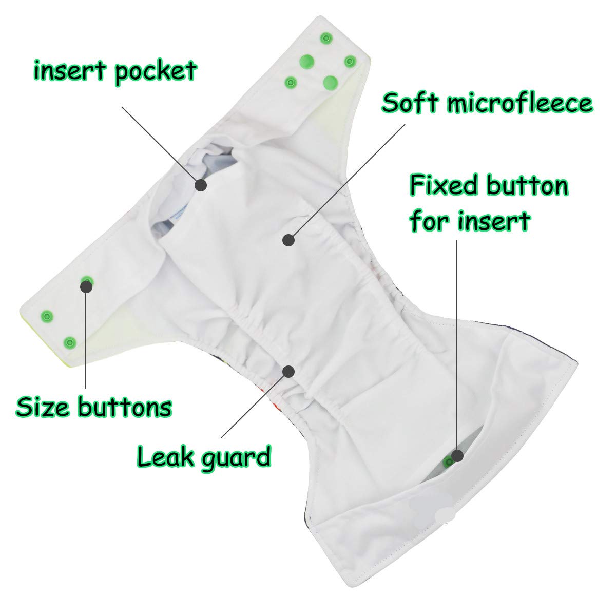 Hi Sprout One Size Adjustable Washable Reusable Pocket Cloth Diapers for Baby Girls and Boys,Animal Land