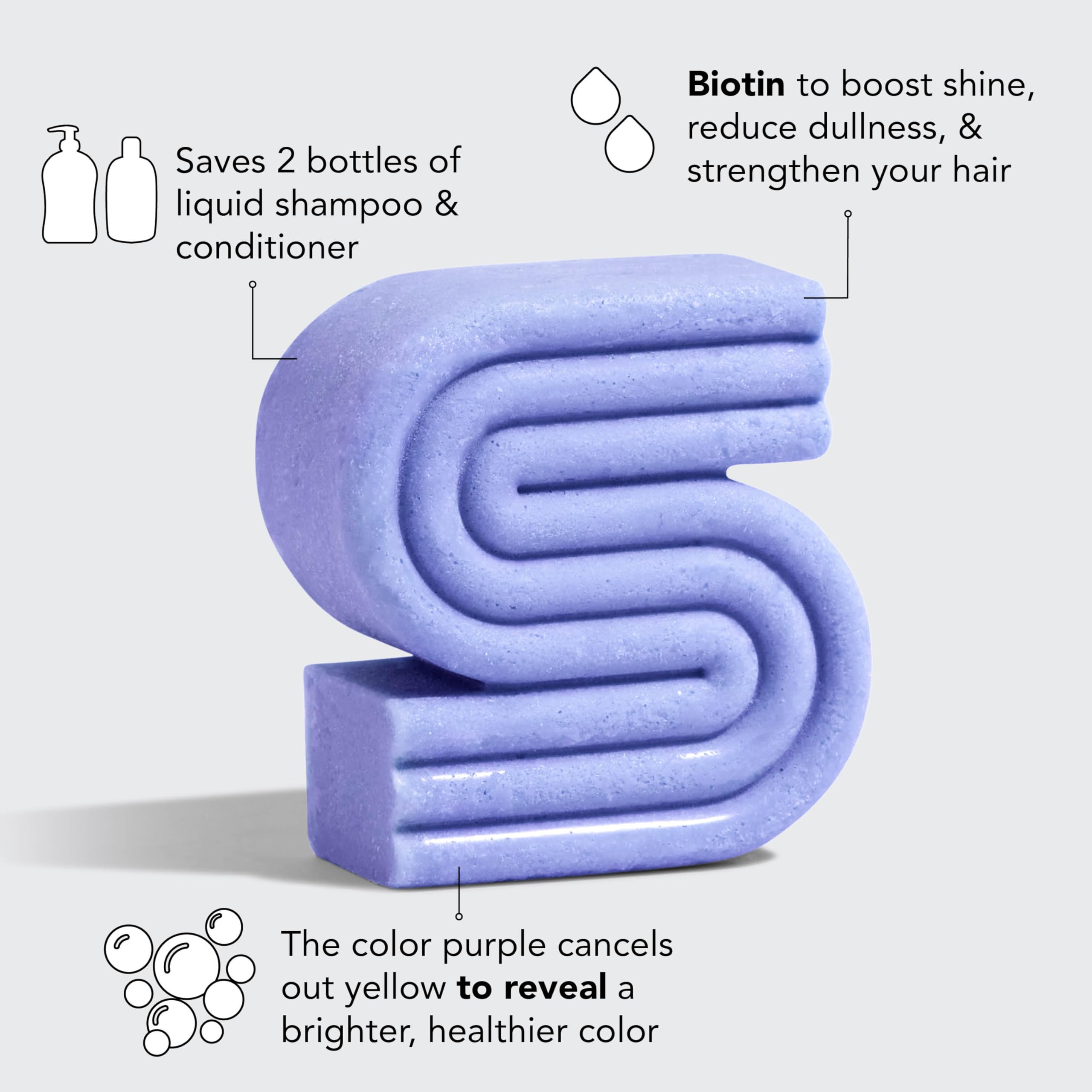 Kitsch Toning Purple Shampoo Bar for Blonde Hair with Biotin for Strengthening Hair & Neutralizing Brassy Tones | Vegan Solid Shampoo Bar for Hair Shine | Zero Waste, 3.2 oz