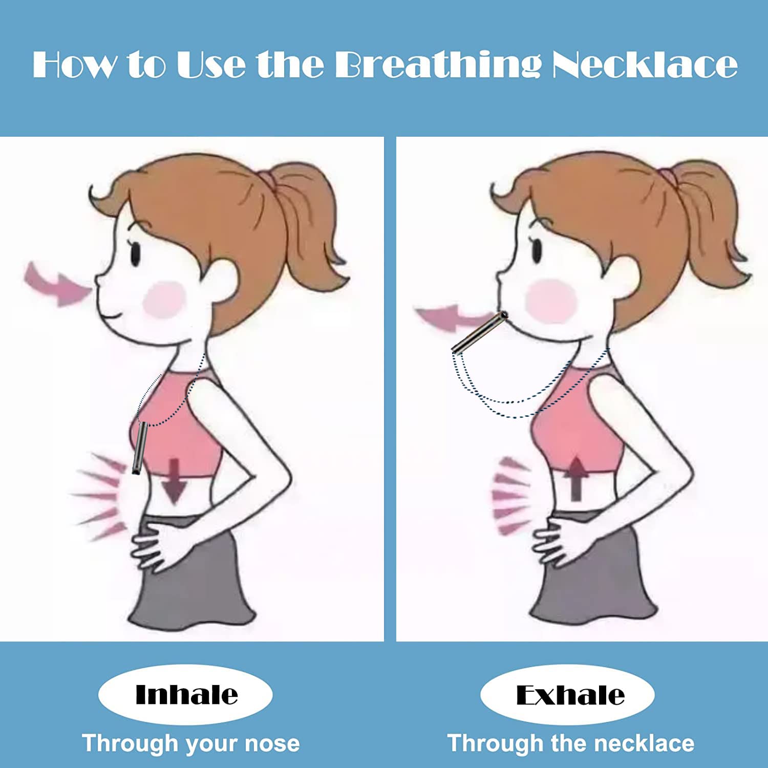 NexMe Stress Anxiety Relief Mindful Breathing Necklace, Anxiety Relief Item Breathing Exercise Device Breathwork Tool for Meditation, Relaxation, Calming Down and Slowing Breath (Black)