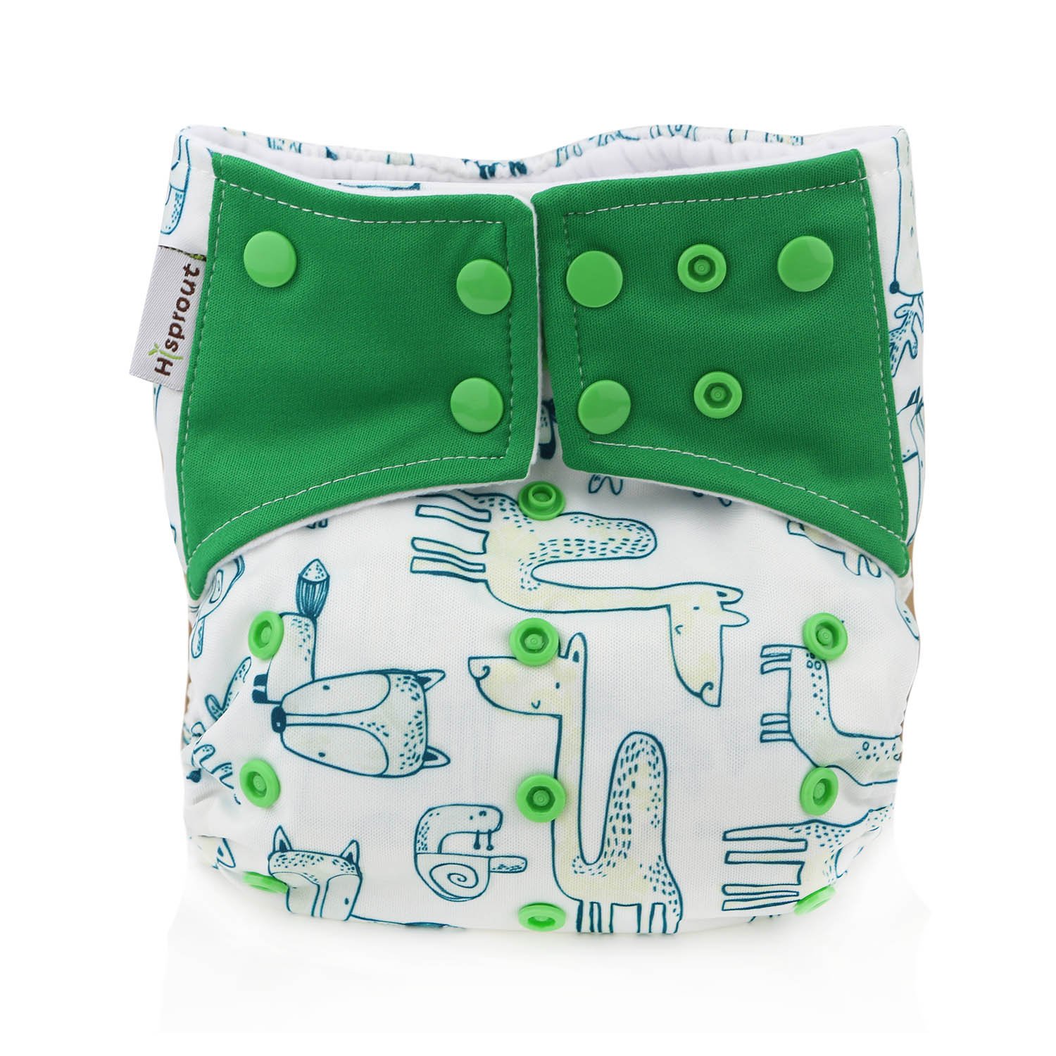 Hi Sprout One Size Adjustable Washable Reusable Pocket Cloth Diapers for Baby Girls and Boys,Animal Land