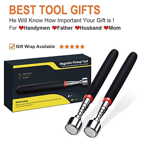 Tool Gifts for Men-LED Flashlight Gloves Gifts for Men, Stocking Stuffers for Men Women Dad Teens and Stocking Stuffers Tool Gifts for Men - Magnetic Tool Pickup,Telescoping Magnet, Gadget Tool