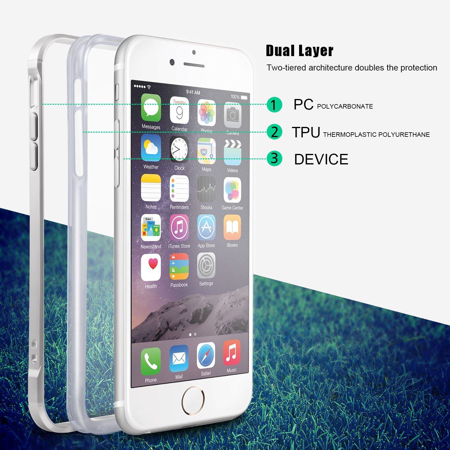 iPhone 6s Plus Case, Ansiwee Reinforced Frame Crystal Highly Durable Shock-Absorption Flexible Soft Rubber TPU Bumper Hybrid Protective Case for Apple iPhone 6s/6 Plus 5.5inch (Pearl White)
