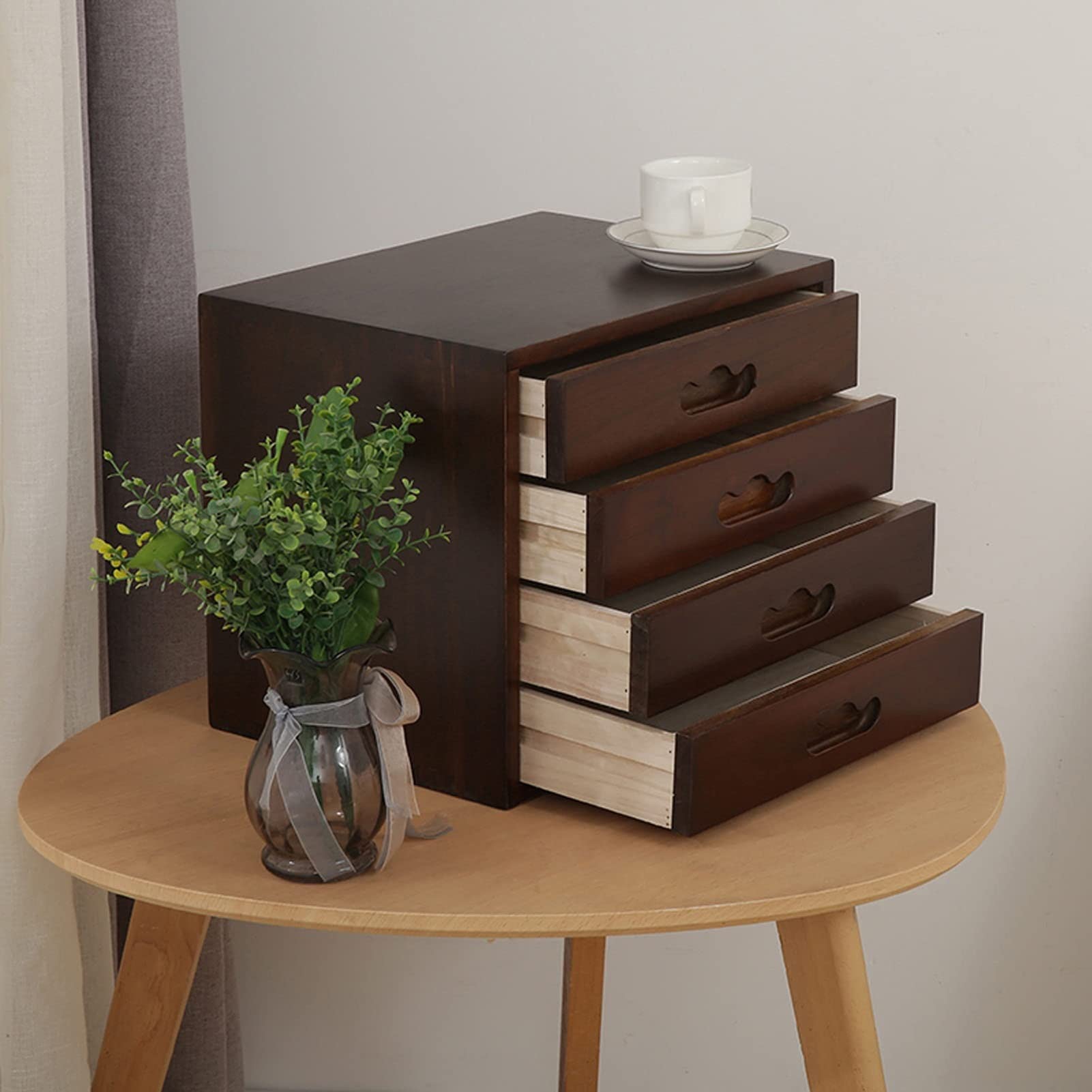 BIZOLE Flat File Cabinet Storage, Desktop Drawer Cabinet - Wooden Desktop Storage Box with Lockable Drawers, Office Supplies A4/Receipt File Organizer, Flat File Cabinet (Size : A)