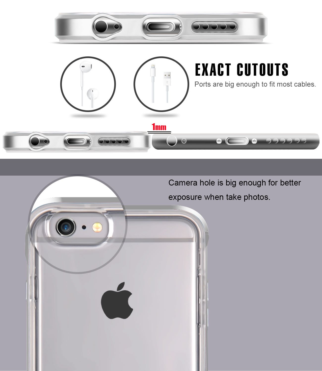 iPhone 6s Plus Case, Ansiwee Reinforced Frame Crystal Highly Durable Shock-Absorption Flexible Soft Rubber TPU Bumper Hybrid Protective Case for Apple iPhone 6s/6 Plus 5.5inch (Pearl White)