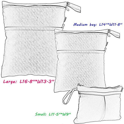 Damero 3pcs Pack Wet Dry Bag for Cloth Diapers Daycare Organizer Bag, Cute Owls