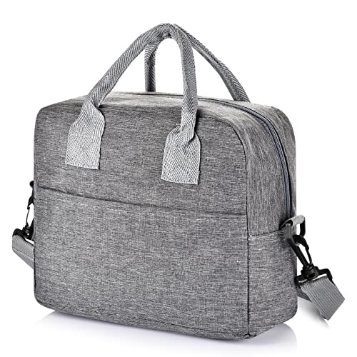 Lunch Bag for Women, stocking stuffers,Insulated Lunch Box Bag for Men,lunch bag with shoulder strap, Lunch Tote Bag for Women,Thermos lunch bag,Simple modern lunch bag,cooler lunch bag(Grey)