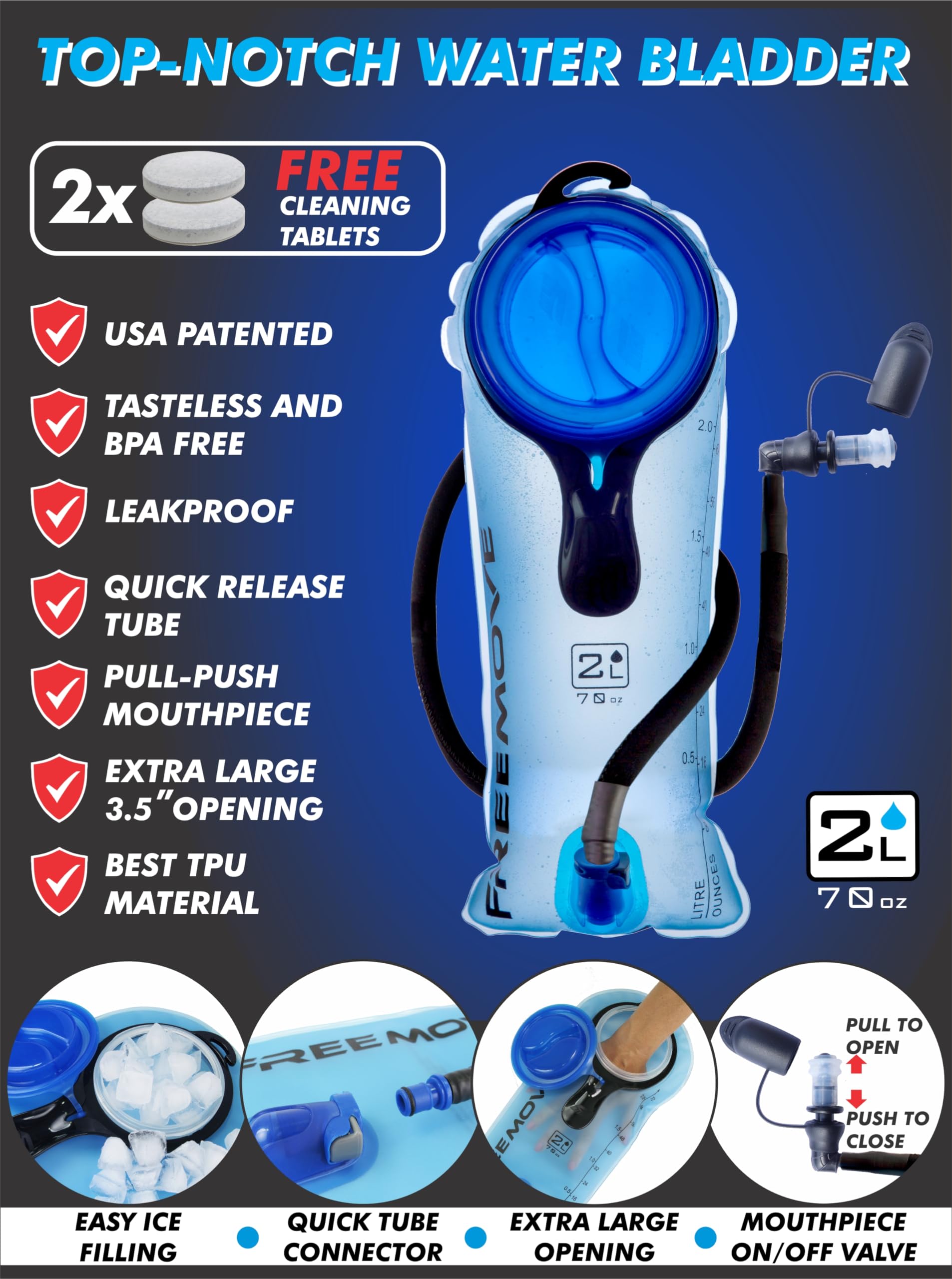 FREEMOVE Hydration Water Backpack 3in1 with 2L Bladder & Insulated Backpack Cooler Bag - a Complete Hydration Solution - Ideal Hydro Camel Back Pack for Hiking, Biking, Running, Cycling, MTB & Rave