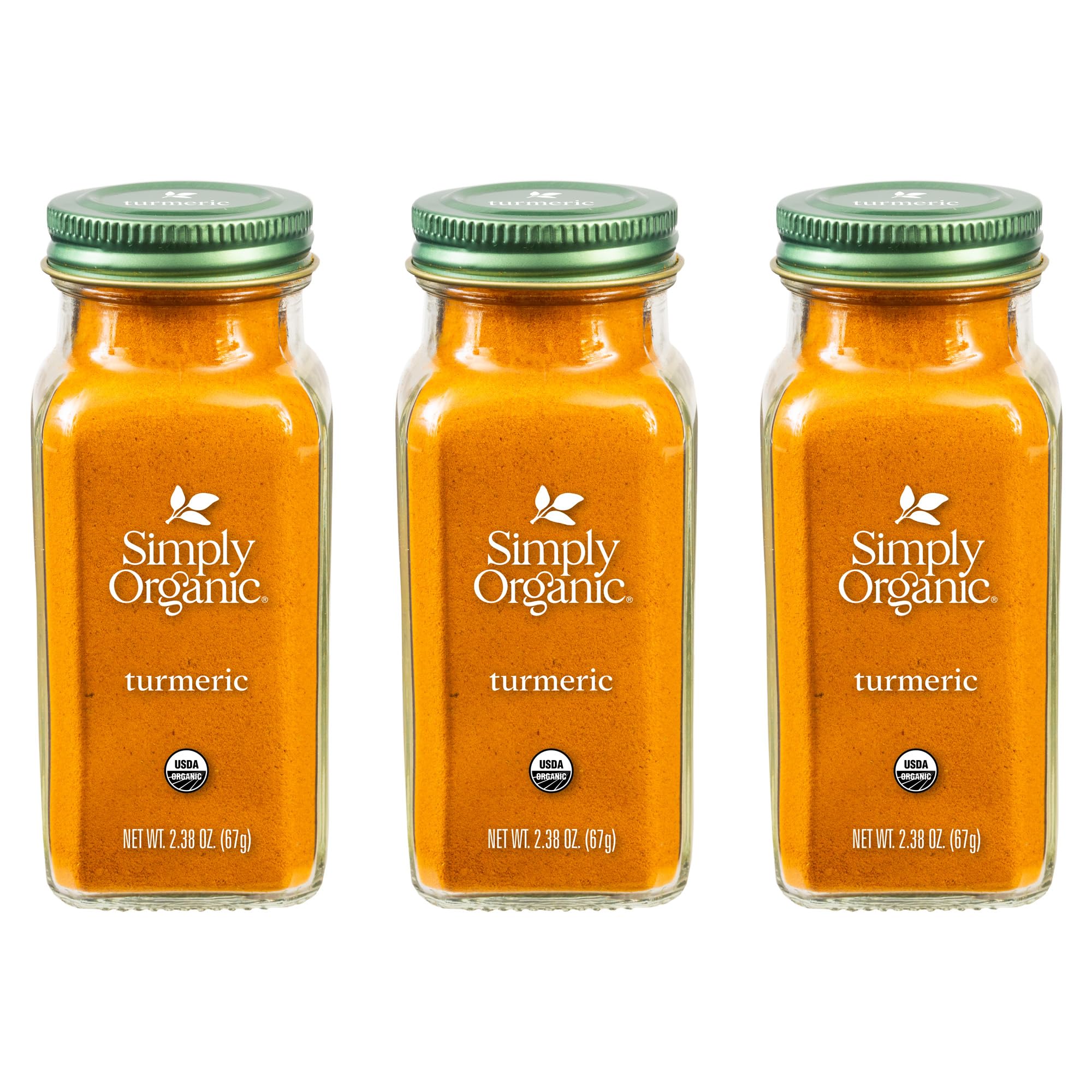 Simply Organic Ground Turmeric Root, 2.38 Ounce, Distinct Aroma, Ginger & Pepper-Like Flavor, Kosher, Non GMO (Pack of 3)