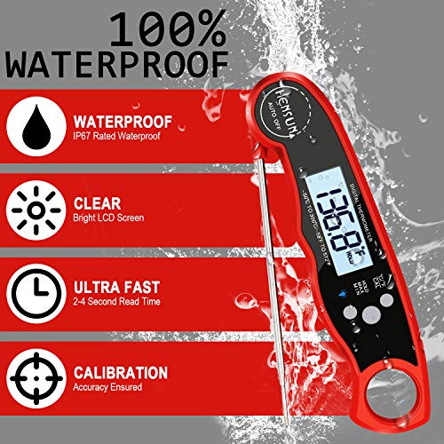 Meat Thermometer,KOFOHO Instant Read Temperature Waterproof Kitchen Cooking Beef Candy Quick Read Thermometer with Foldable Probe for Oil Deep Fry BBQ Grill Smokers