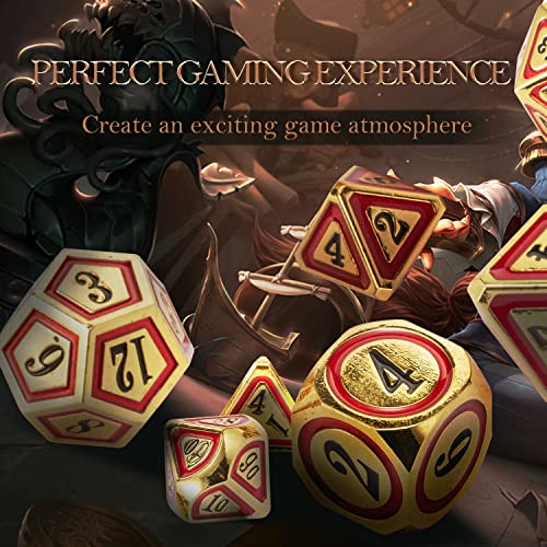 Kopana DND Metal Dice Set, 7-Piece Polyhedral Dragon Metal Dice Suitable for Role Playing Game(with Storage Bag&Gift Case)