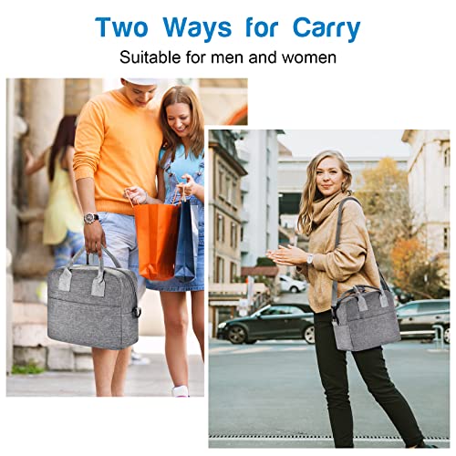 Lunch Bag for Women, stocking stuffers,Insulated Lunch Box Bag for Men,lunch bag with shoulder strap, Lunch Tote Bag for Women,Thermos lunch bag,Simple modern lunch bag,cooler lunch bag(Grey)