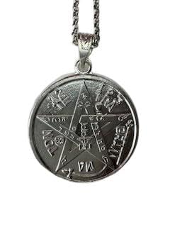 Pentagram Amulet Pendant Talisman 970 Silver/Plata-7 Metal Pentagrama Esoterico (34 Millimetre)