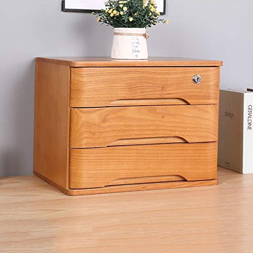 A4 Flat File Cabinet, Office Desktop Drawer Storage Cabinet with Lock, 3- Layer Wooden Storage Box, Small Chest of Drawers(Size: 4028 31cm)