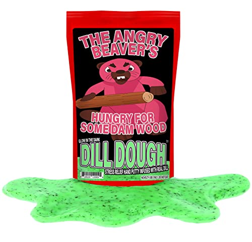 Angry Beaver Stress Relief Putty - Glow in The Dark Dill Dough - Funny Gag Gift for Women - Fun Stress Toy for Adults, Fidget Putty Stocking Stuffers, Relaxing Gift Baskets