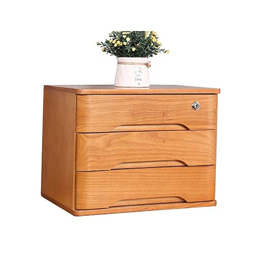 A4 Flat File Cabinet, Office Desktop Drawer Storage Cabinet with Lock, 3- Layer Wooden Storage Box, Small Chest of Drawers(Size: 4028 31cm)