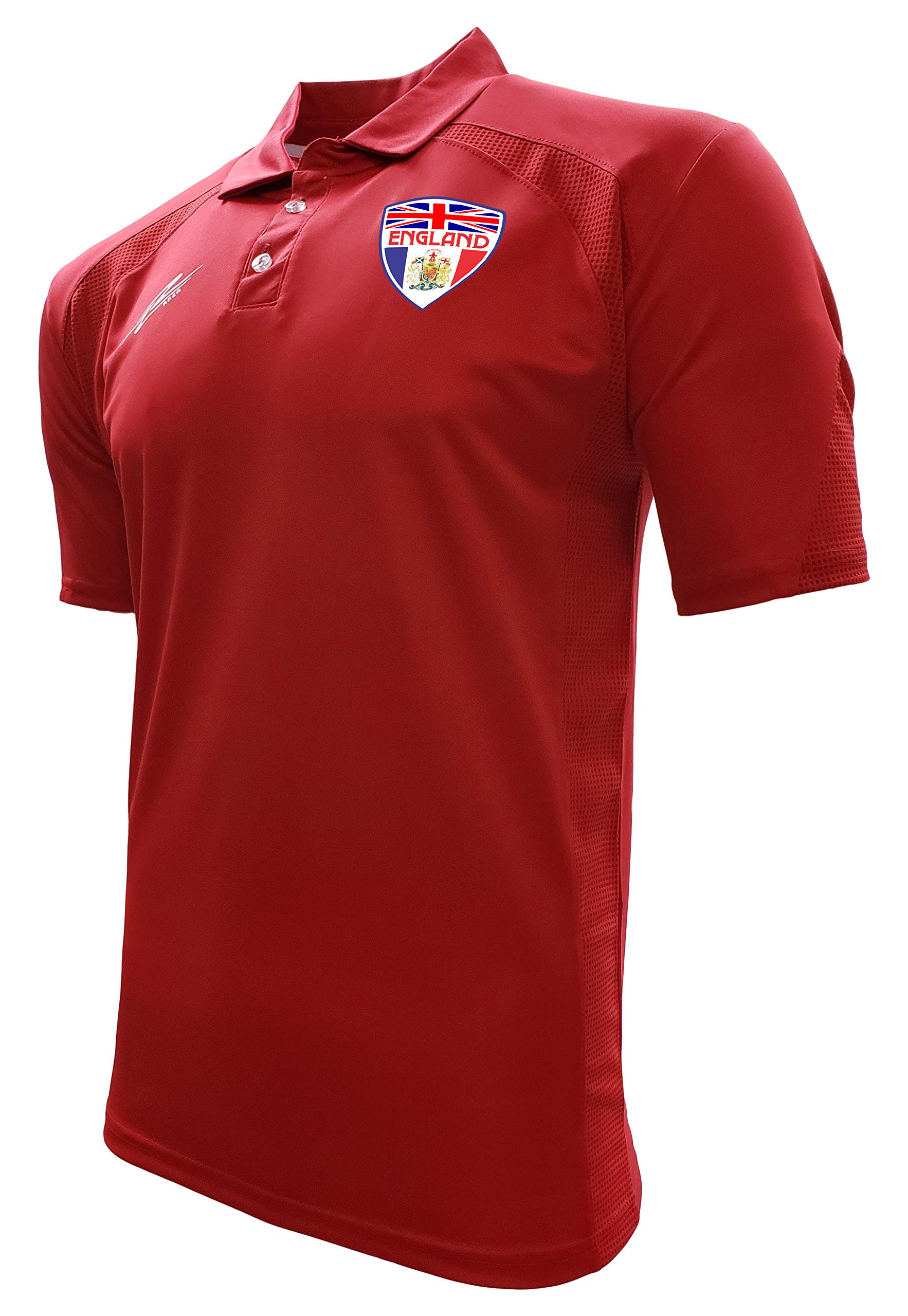 England Polo Shirt for Men Color Black/White/Red/Navy/Burgundy (Large, Red)