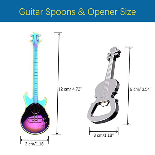 Guitar Spoons Coffee Teaspoon, ESRISE Musical Coffee Gifts for Men, Stainless Steel Cute Demitasse Tea Spoon (Multicolor)