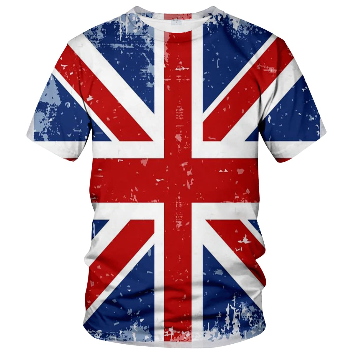 Cerbukt Men's 3D Novelty T-Shirt, Abstract England London Flag Old Vintage Like Print-XL