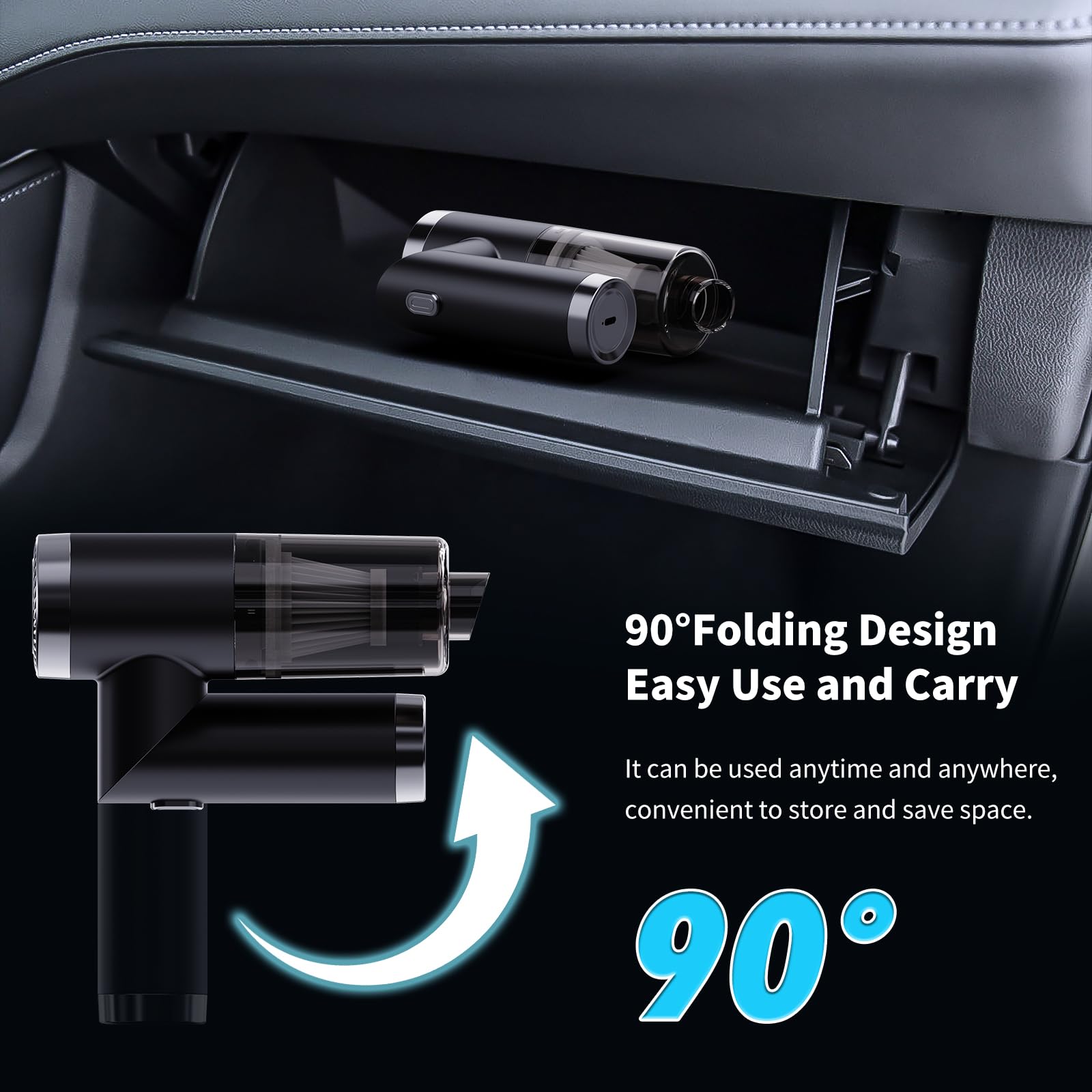 LIINCCRA Car Vacuum Cleaner, High Power 9800Pa/150W Handheld Cleaner, Cordless Rechargeable Car Vacuum Portable for Car, Mini Vacuum Cleaner for Home and Office