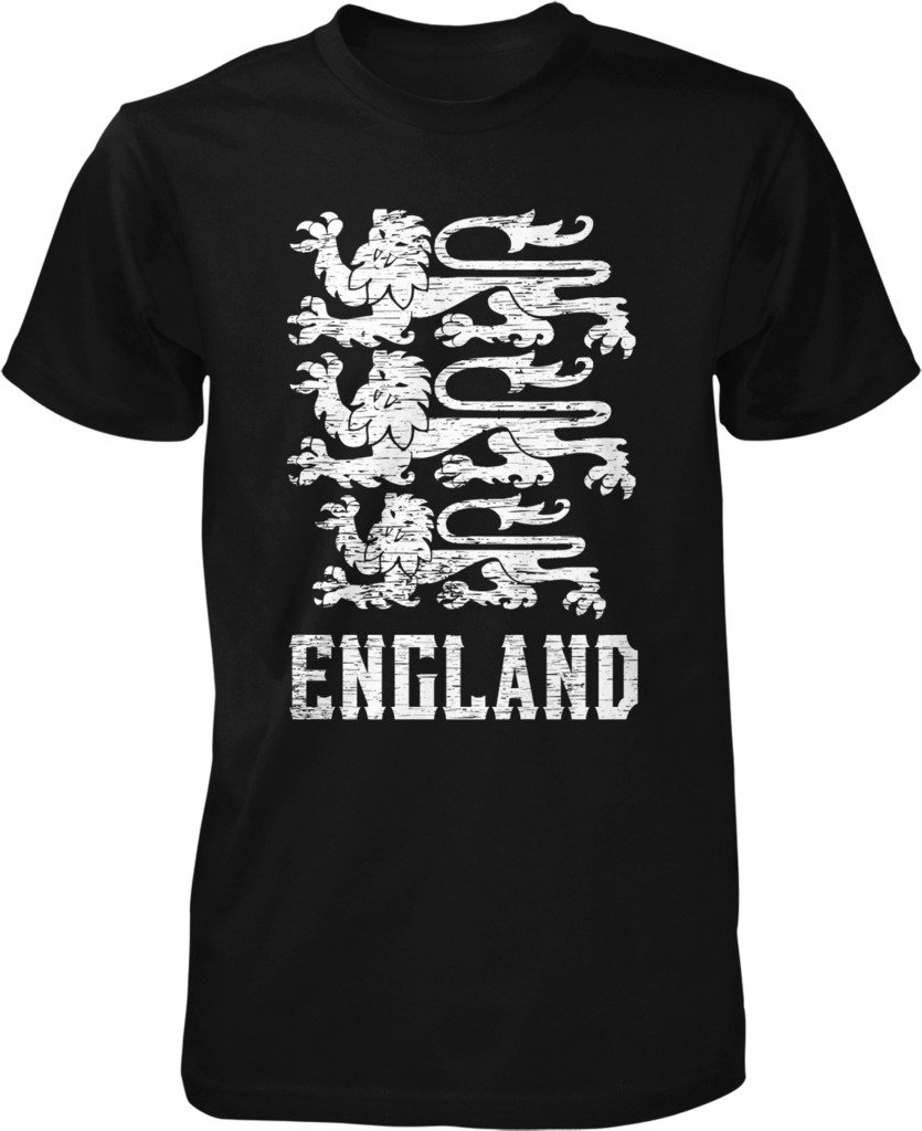 NOFO Clothing Co England, Coat of Arms, Royal Arms of England, Three Lions, Royal Banner Men's T-Shirt, XL Black