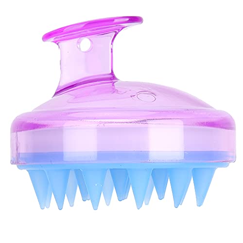 Shampoo Massager Brush, Round Silicone Scalp Massage Exfoliator Comb for Hair Cleaning Washing, Shampoo Brush Massager for All Hair Types of Women, Men (purple)