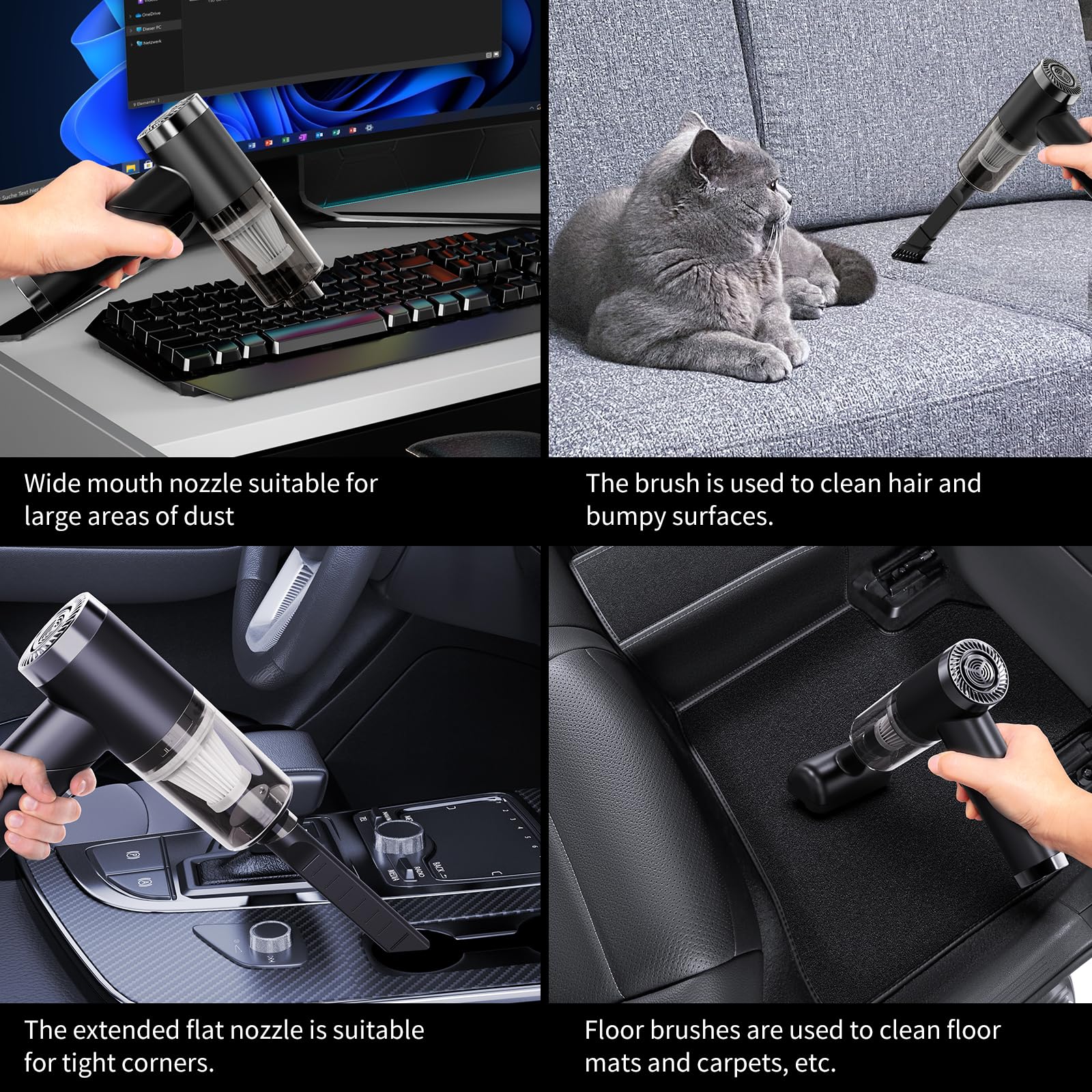 LIINCCRA Car Vacuum Cleaner, High Power 9800Pa/150W Handheld Cleaner, Cordless Rechargeable Car Vacuum Portable for Car, Mini Vacuum Cleaner for Home and Office