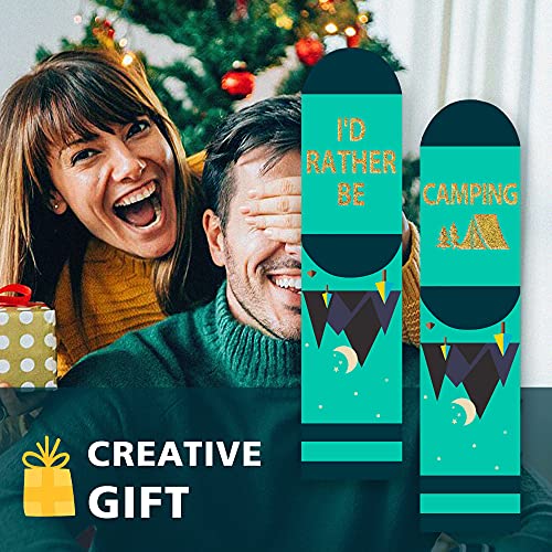 AGRIMONY Funny Socks for Men Women Teen Boys-I’d Rather Be Camping Socks Camping Camper Gifts Fun Novelty Cool Crazy Funky Crew Camp Socks-Valentines Day Christmas Stocking Stuffers