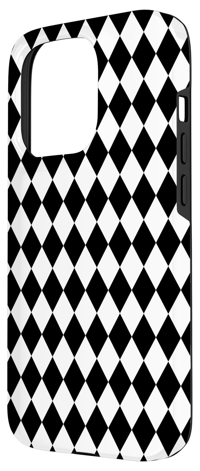 iPhone 15 Pro Classic Black and White Harlequin Diamond Check Case