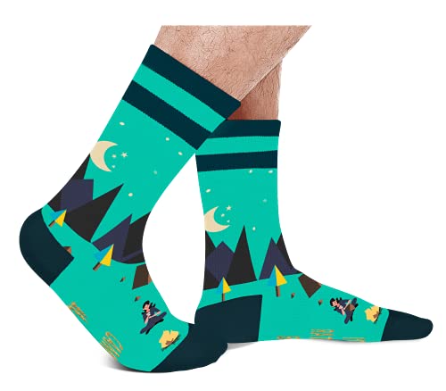 AGRIMONY Funny Socks for Men Women Teen Boys-I’d Rather Be Camping Socks Camping Camper Gifts Fun Novelty Cool Crazy Funky Crew Camp Socks-Valentines Day Christmas Stocking Stuffers