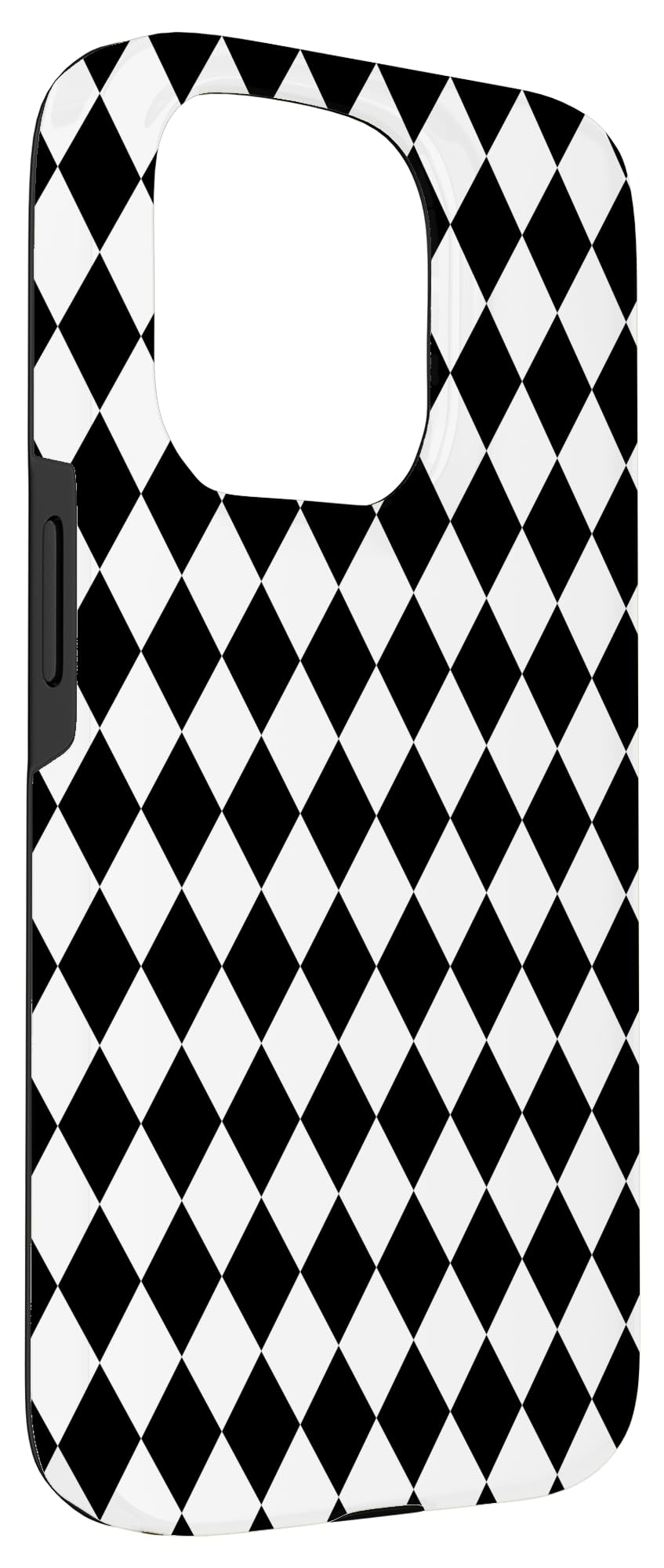 iPhone 15 Pro Classic Black and White Harlequin Diamond Check Case
