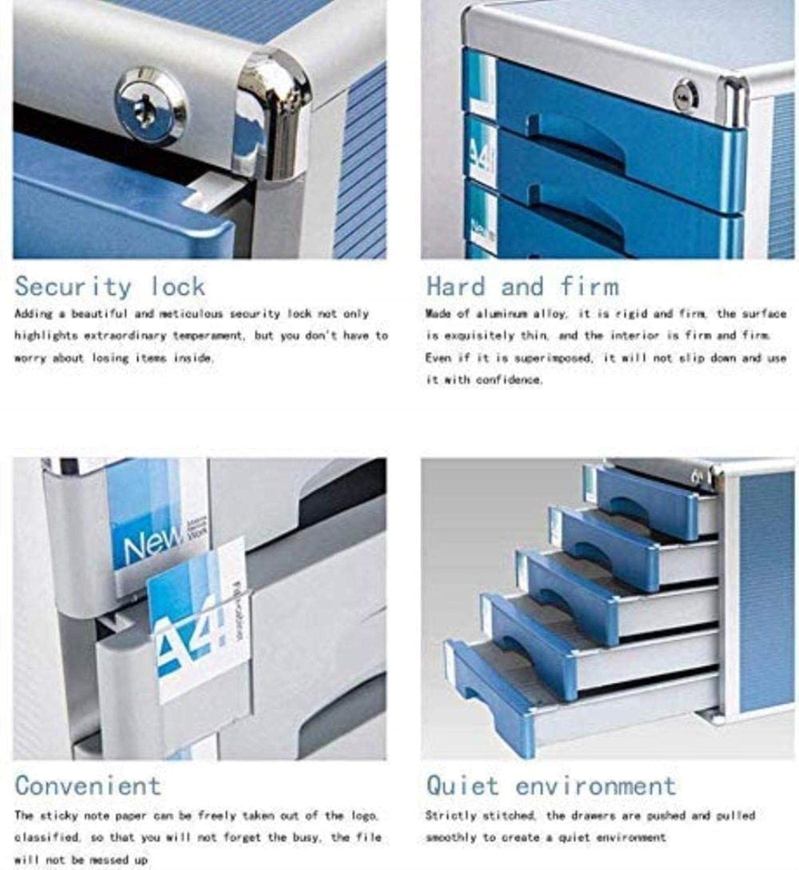 File Storage Cabinet Flat File Cabinets Flat 5 Drawer Lockable Data File Storage Cabinet - Aluminum Alloy - Blue 30x36x30.5cm Home Office Furniture File Box