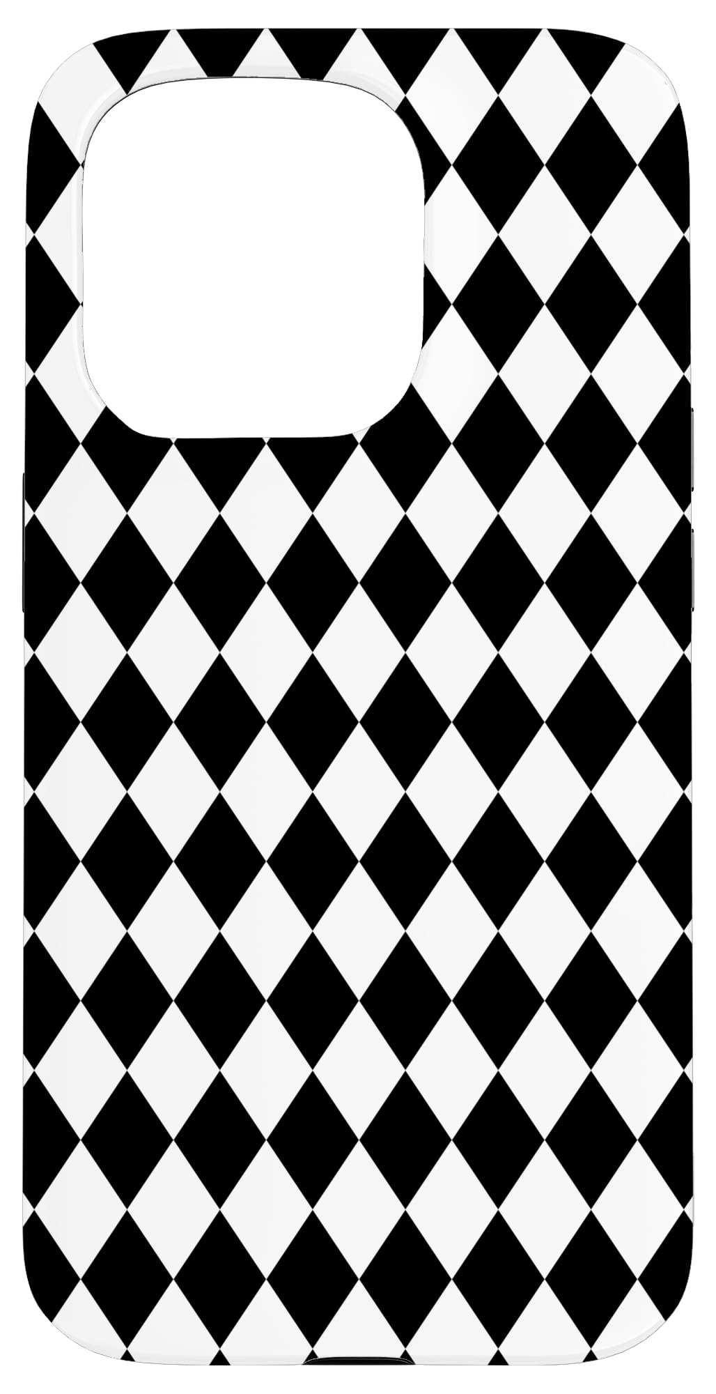 iPhone 15 Pro Classic Black and White Harlequin Diamond Check Case