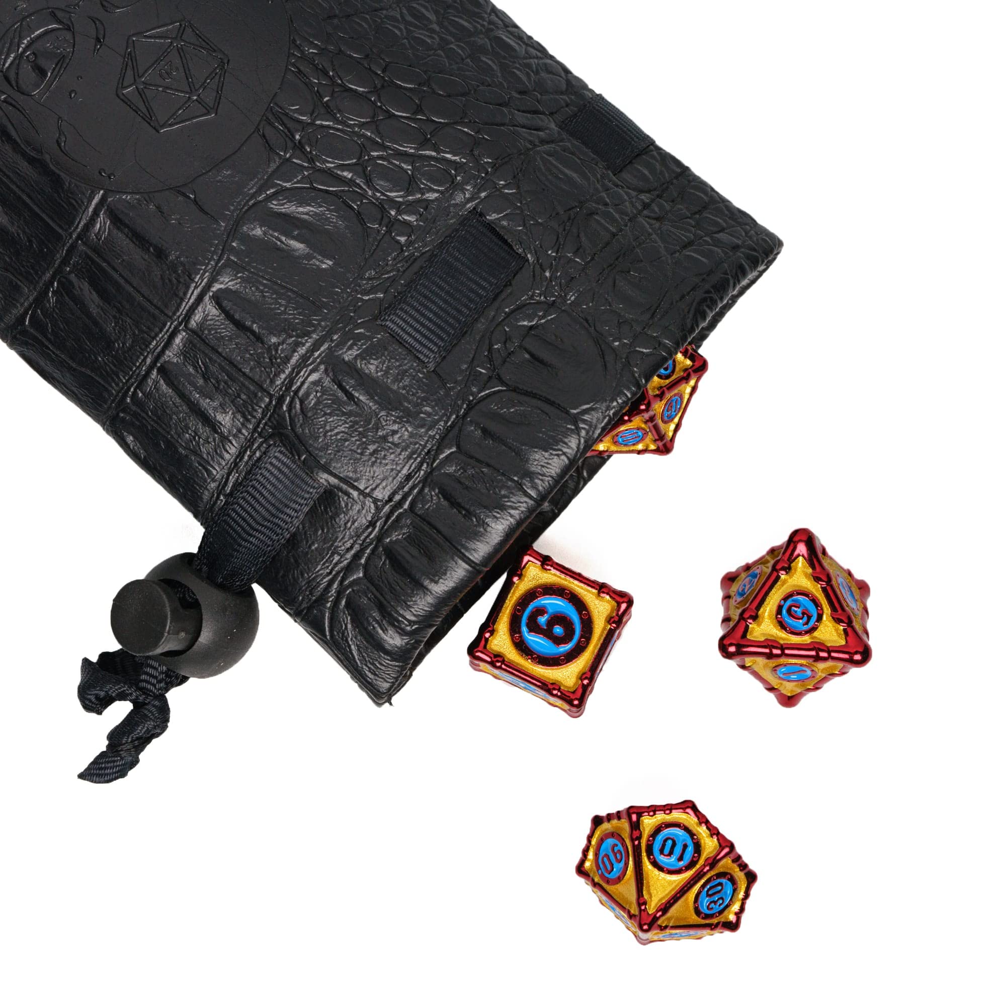 UDIXI Metal DND Dice Set, 7PCS Polyhedral D&D Dice Set Pipe d n d Dice for Dungeons and Dragons Gift, Metal Dice Set d&d for Role Playing Dice(Golden Blue)