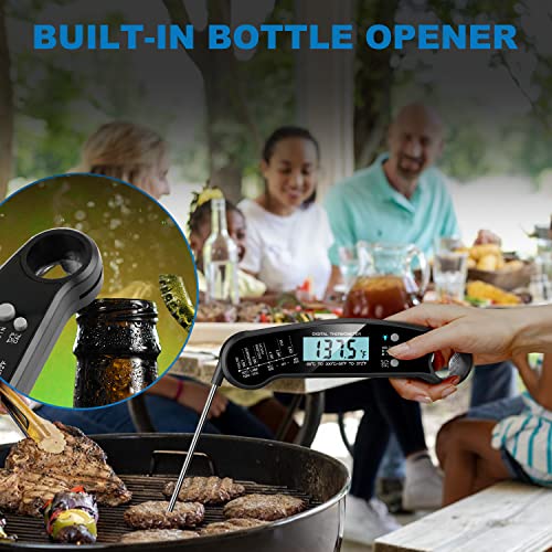 Digital Meat Thermometer with Probe, Instant Read Food Thermometer for Grilling BBQ, Kitchen Cooking, Baking, Liquids, Candy & Air Fryer - IP67 Waterproof, Backlight & Calibration - 2 Pack