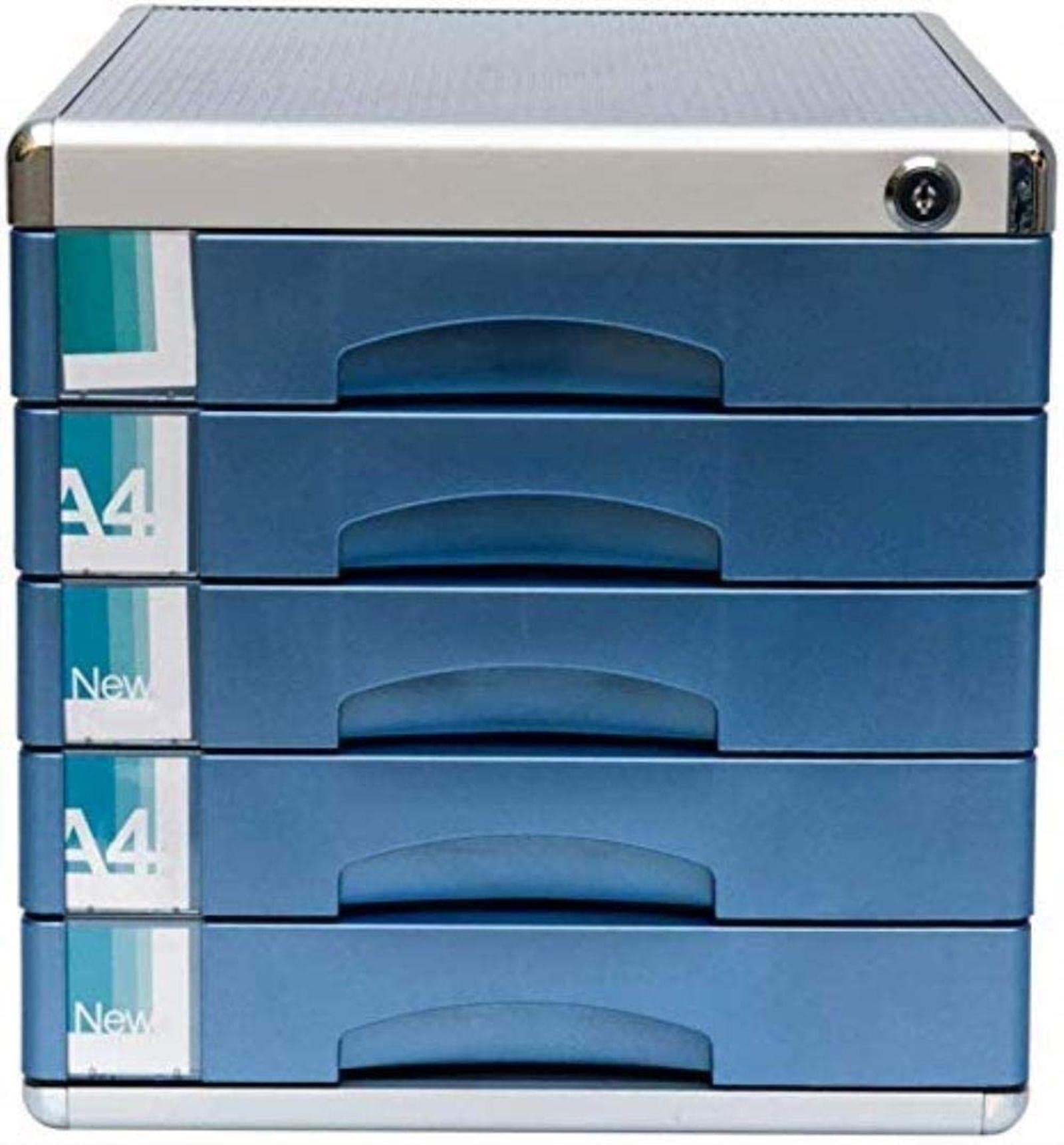 File Storage Cabinet Flat File Cabinets Flat 5 Drawer Lockable Data File Storage Cabinet - Aluminum Alloy - Blue 30x36x30.5cm Home Office Furniture File Box