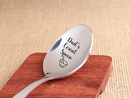 Weefair Gift For Fathers Day Cereal Lover Dad Spoon | Dads Engraved Grandfather Father In Law Birthday Anniversary Christmas Stocking Stuffer Stainless Steel Silverware Size 7 Inch, Silver