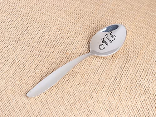 Weefair Gift For Fathers Day Cereal Lover Dad Spoon | Dads Engraved Grandfather Father In Law Birthday Anniversary Christmas Stocking Stuffer Stainless Steel Silverware Size 7 Inch, Silver